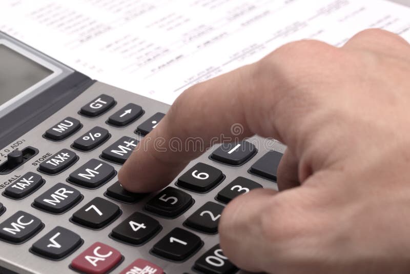 Male Businessman Using a Calculator Stock Image - Image of typing, hand ...