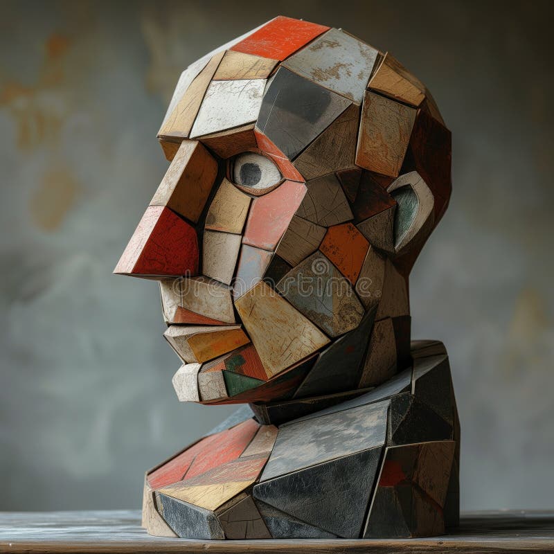 Male Bust in Cubism Style Close-up Stock Illustration - Illustration of ...