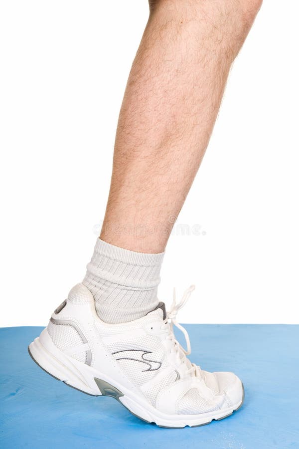 Male Calf Muscle and Leg with Vein and Hair on Peach Blanket Stock ...