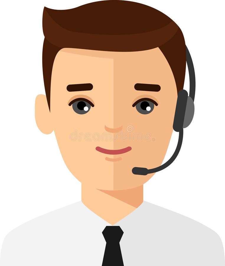 Male Call Center Avatar with Headphones Microphone. Stock Vector ...