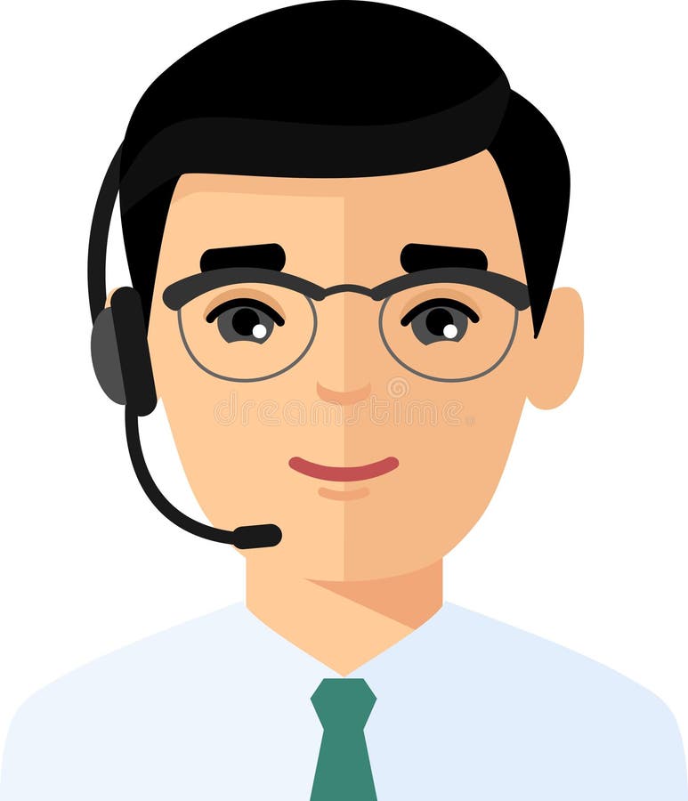 Male Call Center Avatar with Headphones Microphone. Stock Vector ...