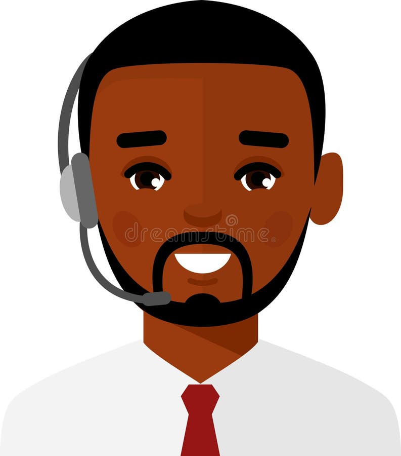 Operator of Call Center Office Working in Headphones. Stock Vector ...