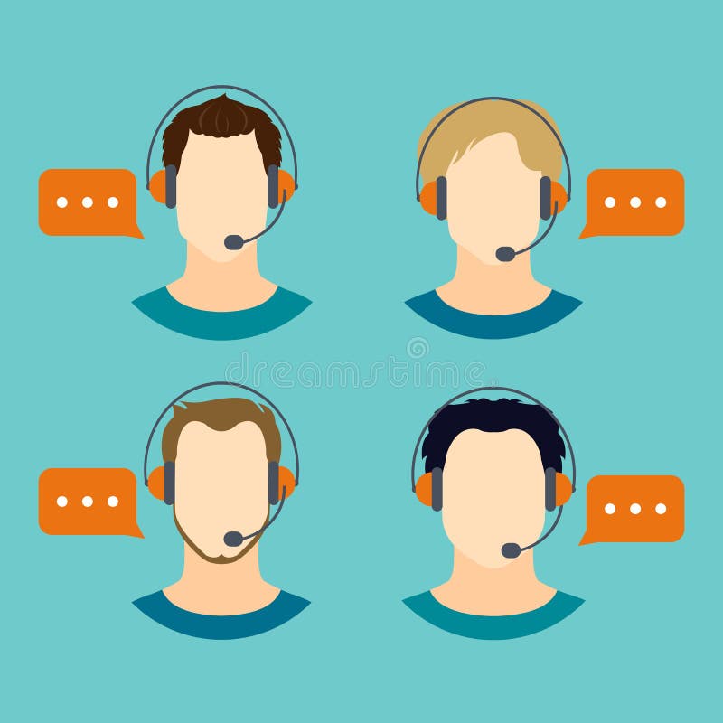 Male Call Center Avatar Icons Stock Vector - Illustration of feedback ...