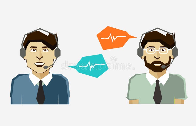 Male Call Center Avatar Icons with Speech Bubbles. Stock Vector ...
