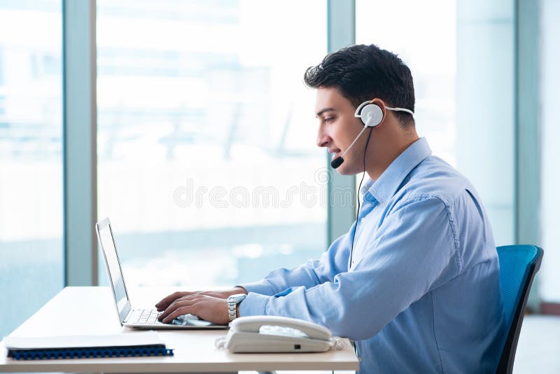 Male Call-center Operator in Business Concept Stock Image - Image of ...