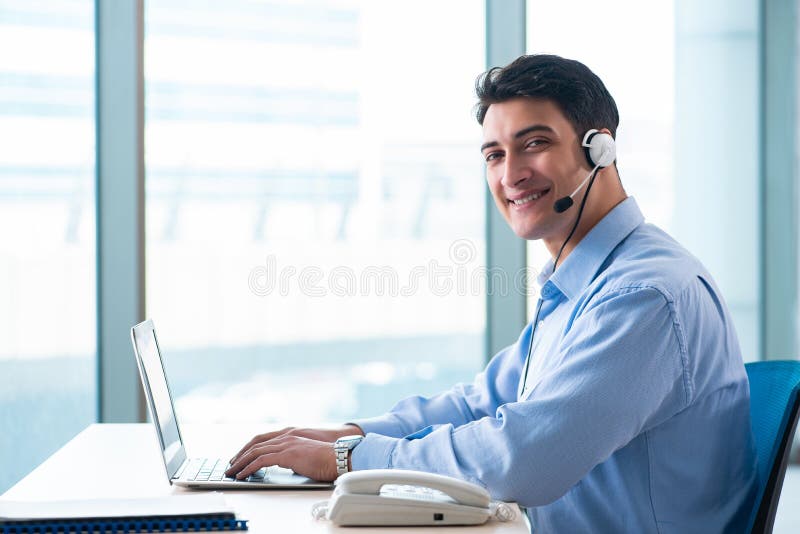 Male Call-center Operator in Business Concept Stock Image - Image of ...