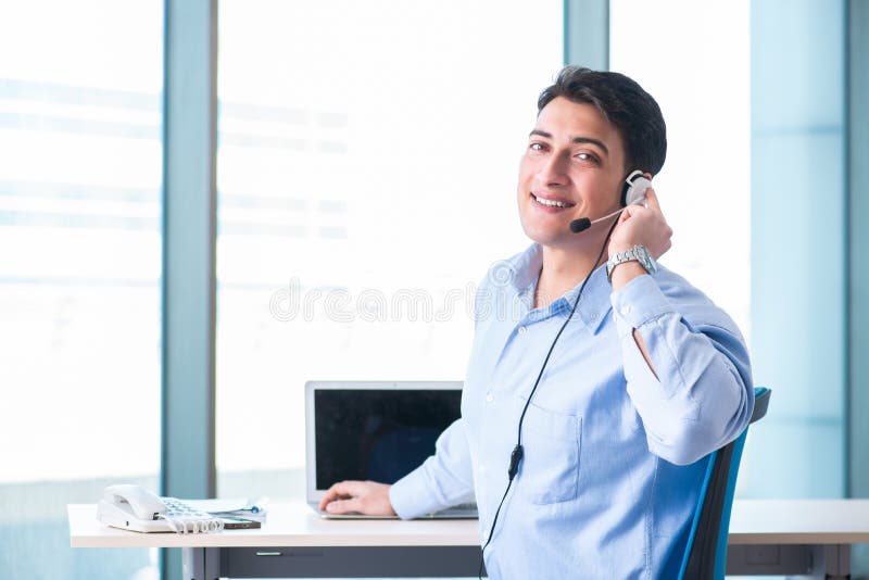 Male Call-center Operator in Business Concept Stock Photo - Image of ...