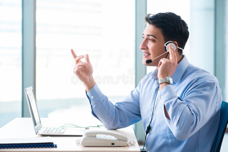 Male Call-center Operator in Business Concept Stock Image - Image of ...