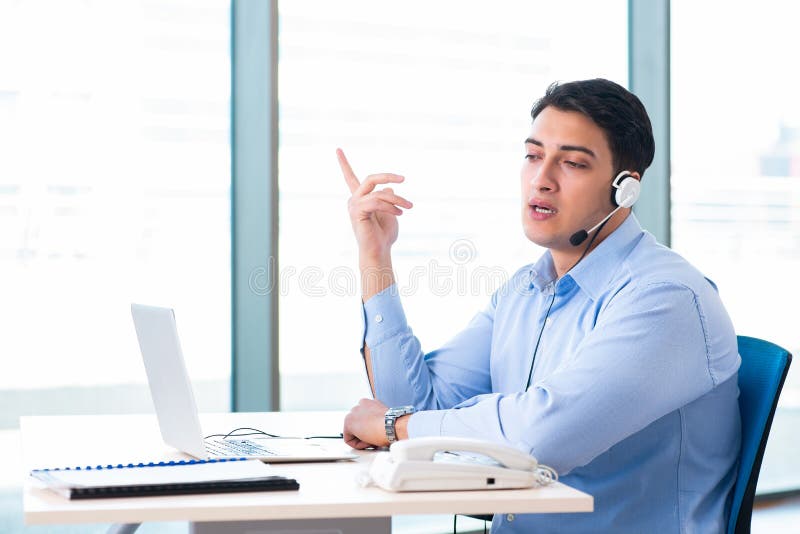 Male Call-center Operator in Business Concept Stock Image - Image of ...