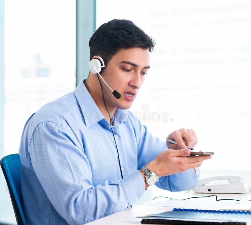 Male Call-center Operator in Business Concept Stock Image - Image of ...