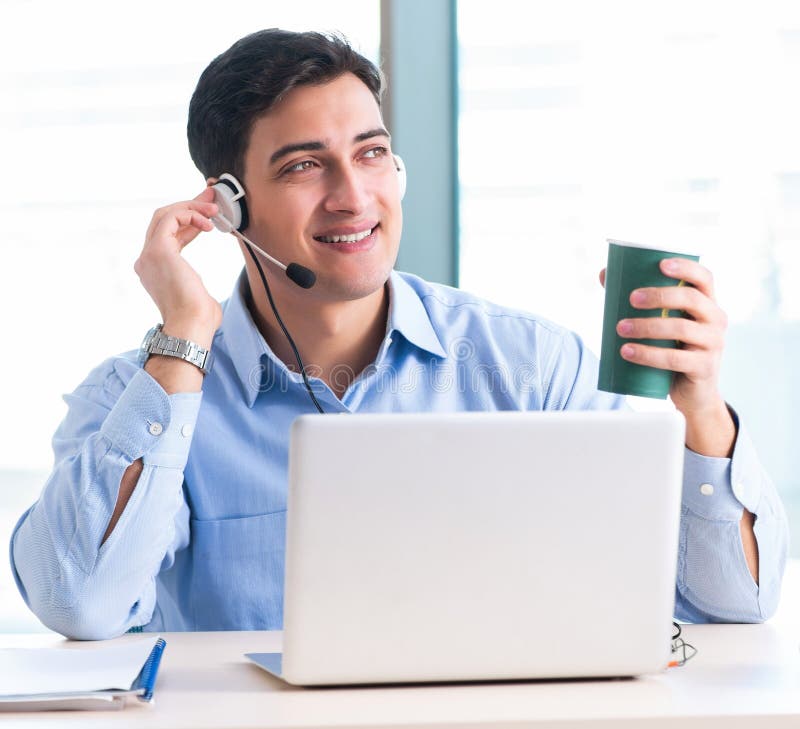 Male Call-center Operator in Business Concept Stock Photo - Image of ...