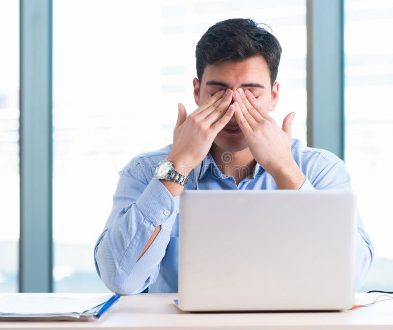 Male Call-center Operator in Business Concept Stock Image - Image of ...