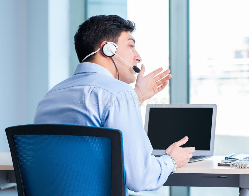 Male Call-center Operator in Business Concept Stock Image - Image of ...