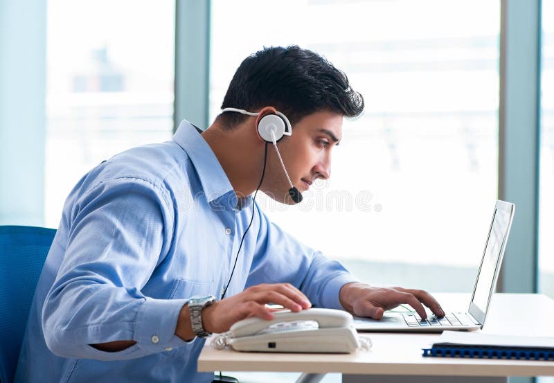 Male Call-center Operator in Business Concept Stock Image - Image of ...