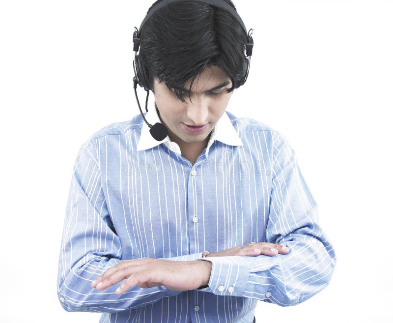 Male call centre executive stock image. Image of customer - 7320445