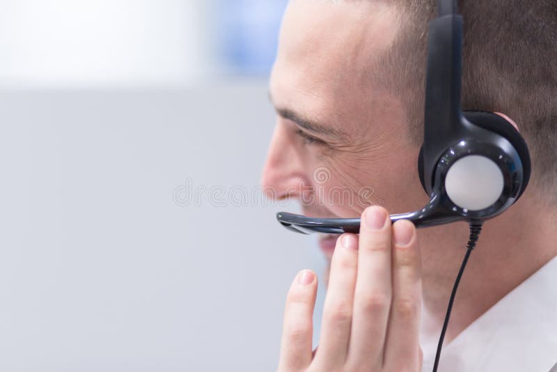 Male Call Centre Operator Doing His Job Stock Image - Image of ...