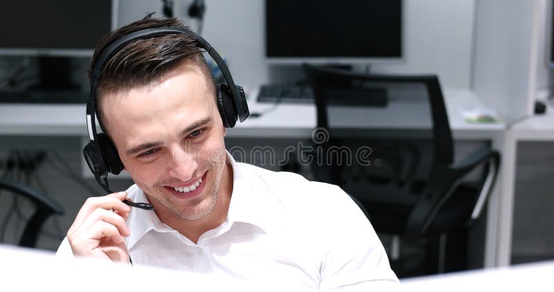 Male Call Centre Operator Doing His Job Stock Image - Image of operator ...