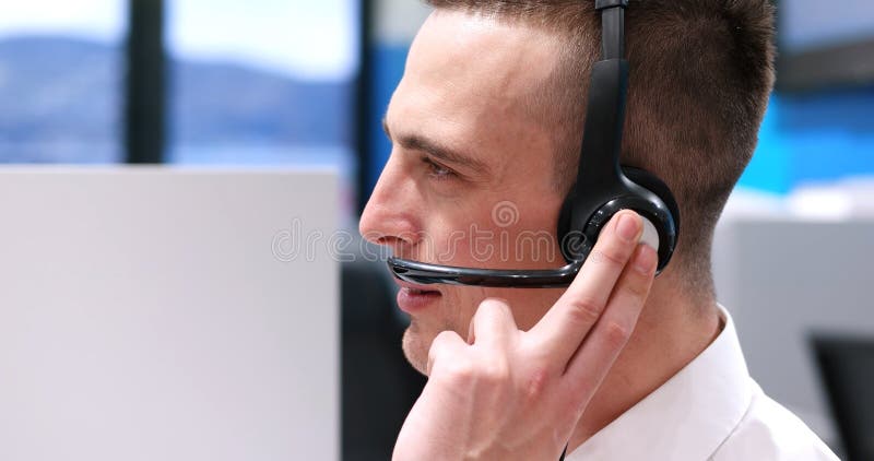 Male Call Centre Operator Doing His Job Stock Image - Image of customer ...