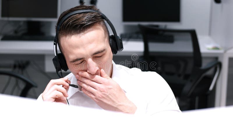 Male Call Centre Operator Doing His Job Stock Photo - Image of ...