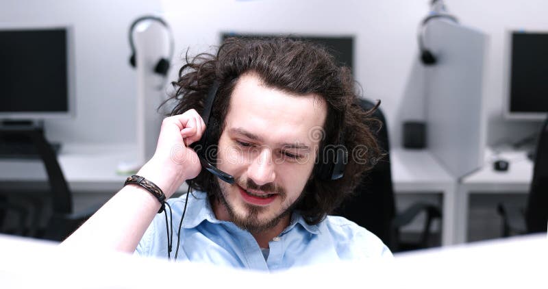 Male Call Centre Operator Doing His Job Stock Image - Image of ...