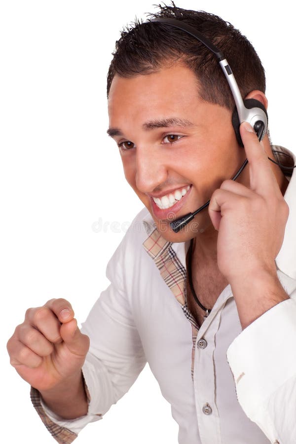 Male Call Centre Operator or Receptionist Stock Photo - Image of ...