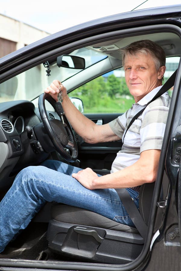Male in Car with Ignition Key in Hand Stock Image - Image of people ...