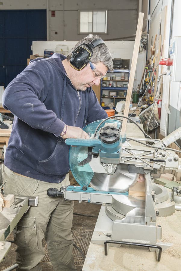 Male Carpenter Working in His Carpentry Workshop Stock Photo - Image of ...