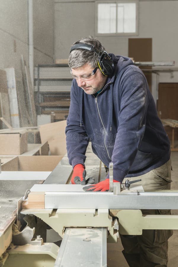 Male Carpenter Working in His Carpentry Workshop Stock Photo - Image of ...