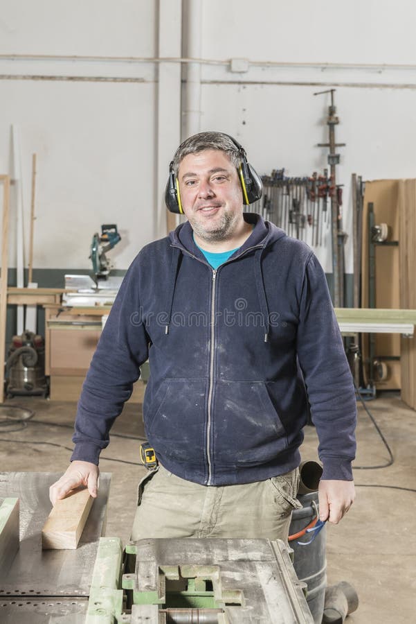 Male Carpenter Working in His Carpentry Workshop Stock Photo - Image of ...