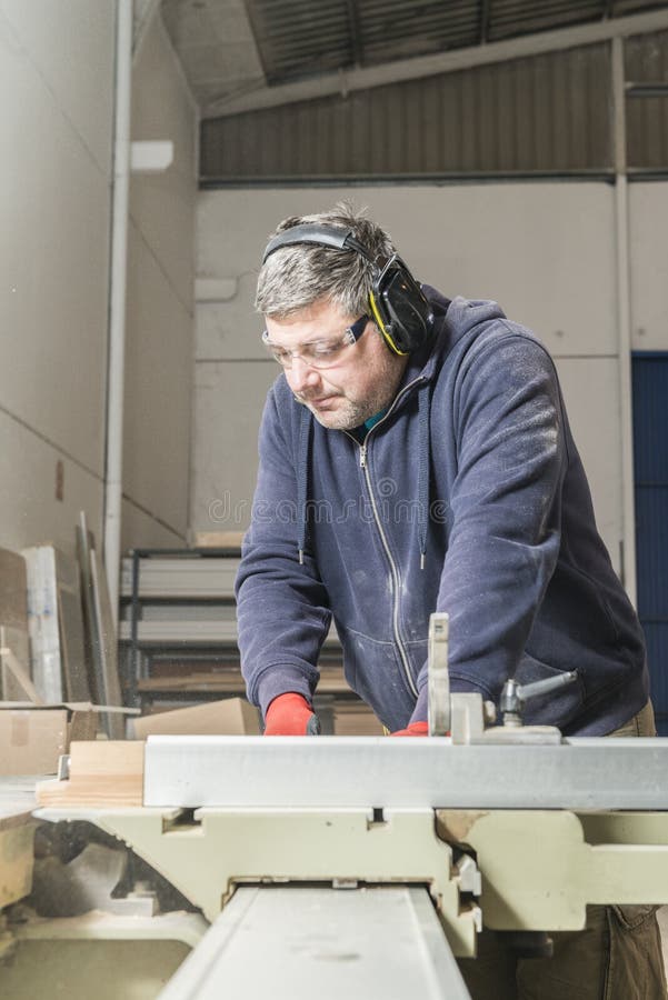 Male Carpenter Working in His Carpentry Workshop Stock Image - Image of ...