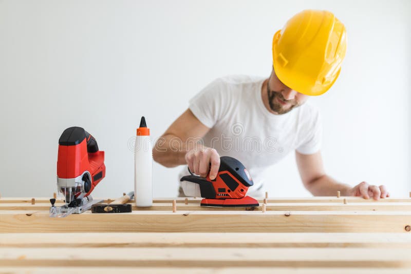 Male Carpenter Working on a Project Stock Image - Image of labor ...