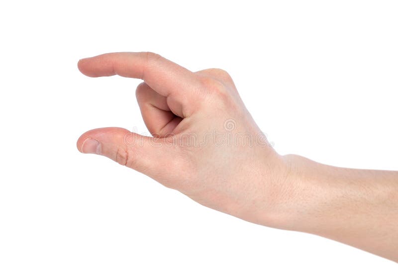 Male Caucasian Hand Gesturing a Small Amount, or Smal Size, Isolated on ... Male Caucasian Hand Gesturing a Small Amount, or Smal Size, Isolated on ...