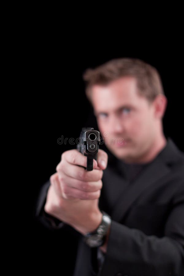 Male Caucasian Model with a Gun Stock Image - Image of confident ...