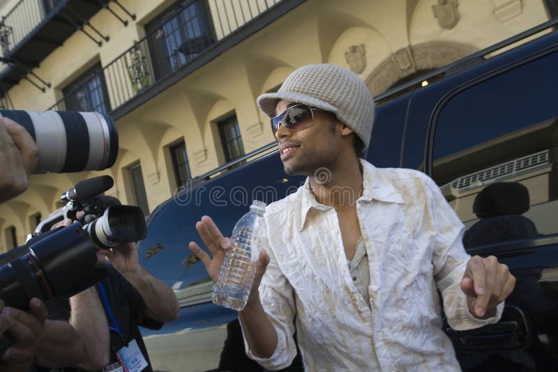 Male Celebrity Being Interviewed Stock Image - Image of cropped ...