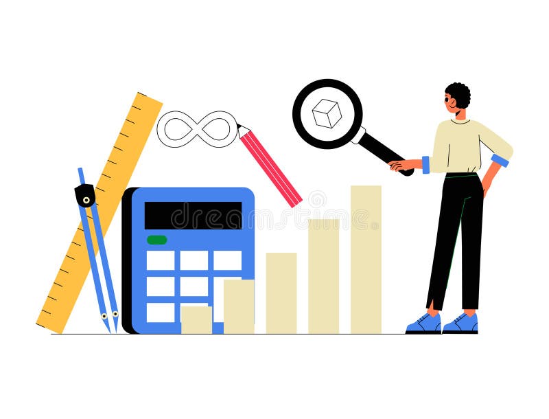 Male Character Analyzing Mathematical Science Data with Tools in Flat ...