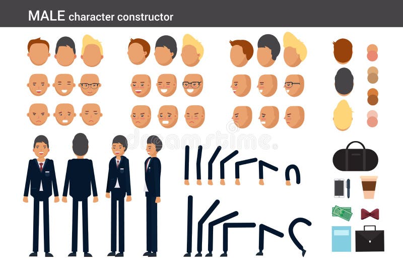 Male Character Constructor for Different Poses Stock Vector - Illustration of collection, create ...
