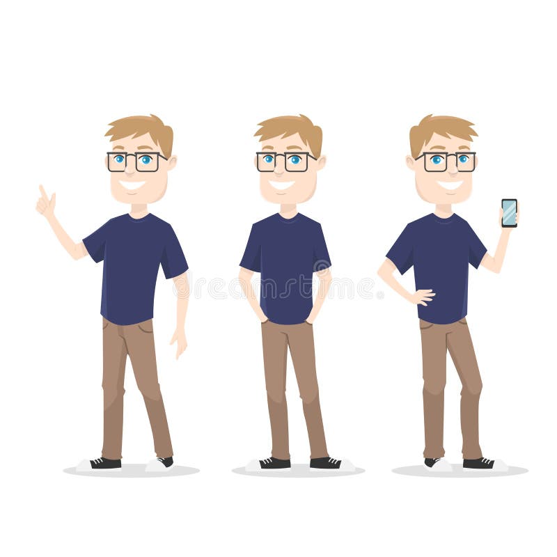 Male Character it Guy Smart and Nerd for Video Animation Stock Vector ...