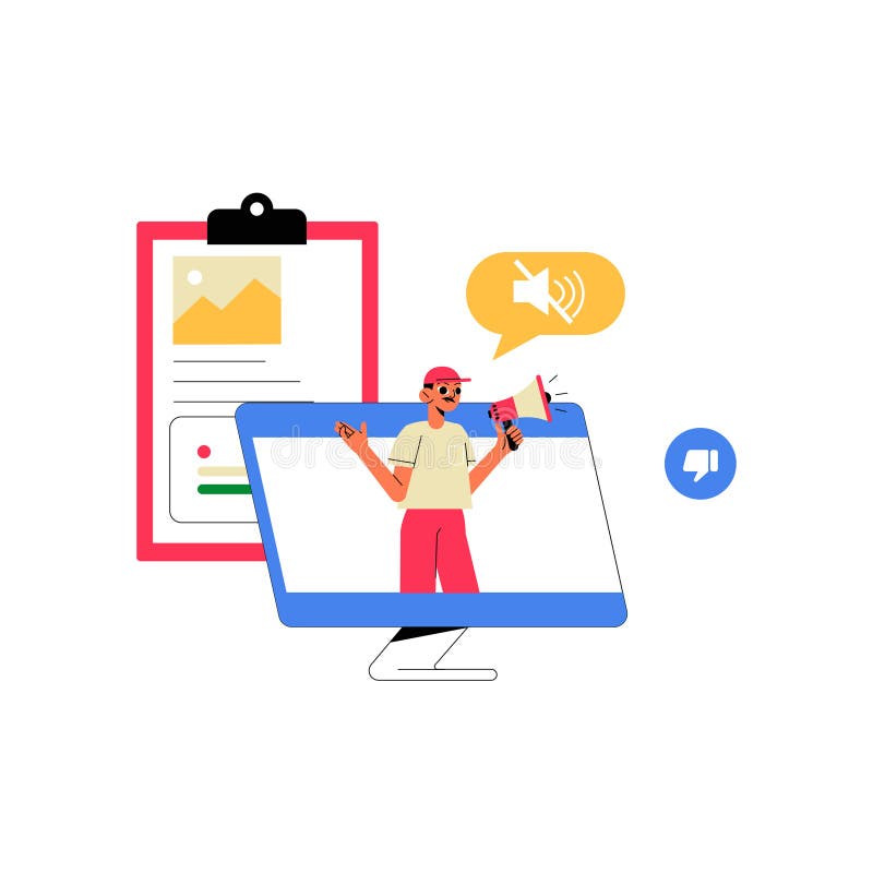 Unheard Marketing Concept with Male Speaker in Flat Vector Illustration ...