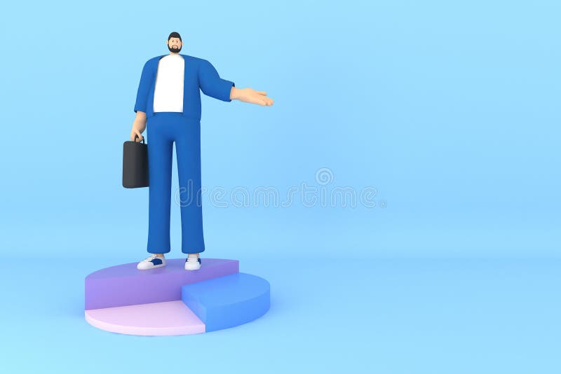 A Male Character Presentation on the Infographic. 3d Rendering of ...