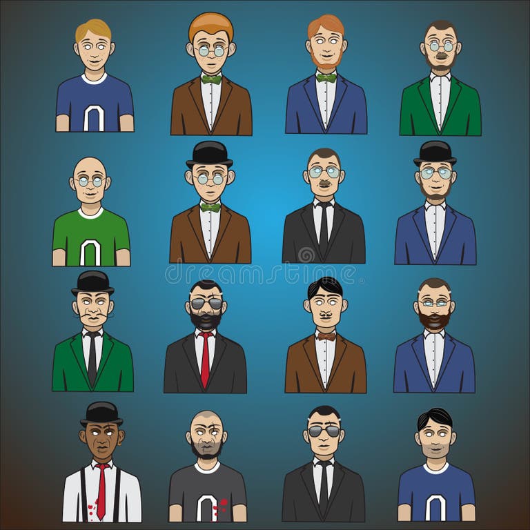 Male character set stock illustration. Illustration of characters ...