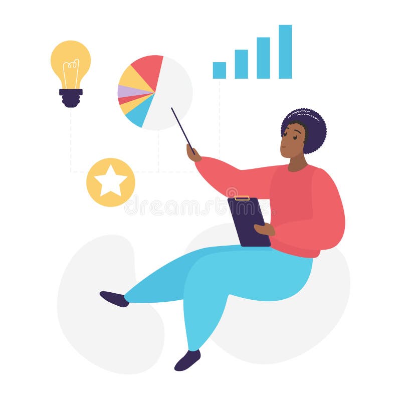 Male Character Studying Analytics Chart, Analysis from Person with ...