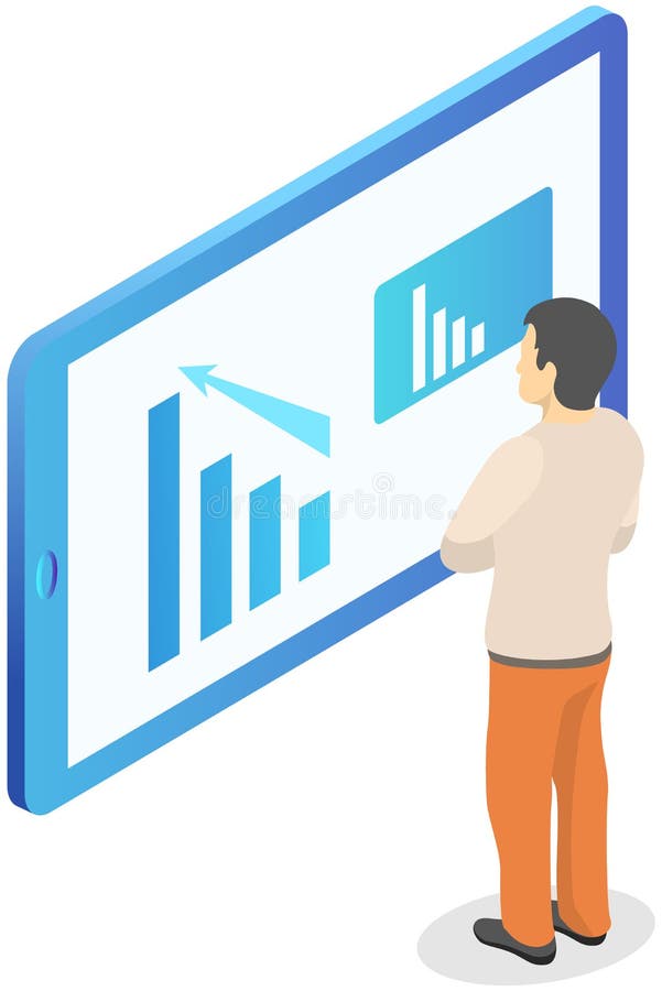Male Character Studying Statistics, Growth Graph, Statistical ...