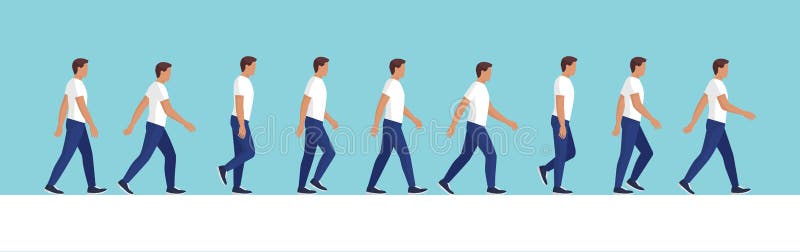 Man Walking Cycle Side View Stock Vector - Illustration of pose, people ...