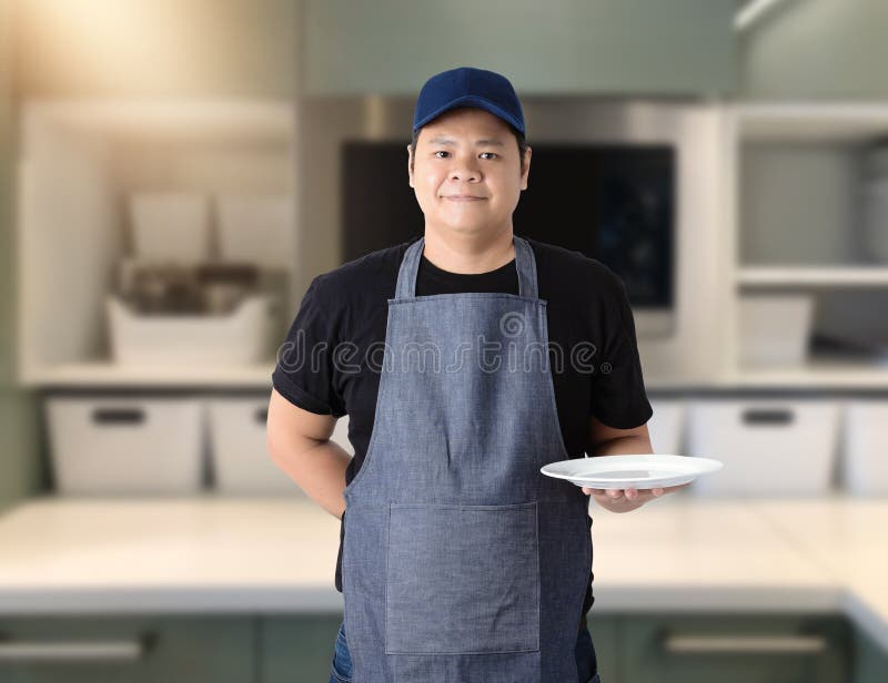 Male Chef Assistant Holding White Plate Stock Photos - Free & Royalty ...