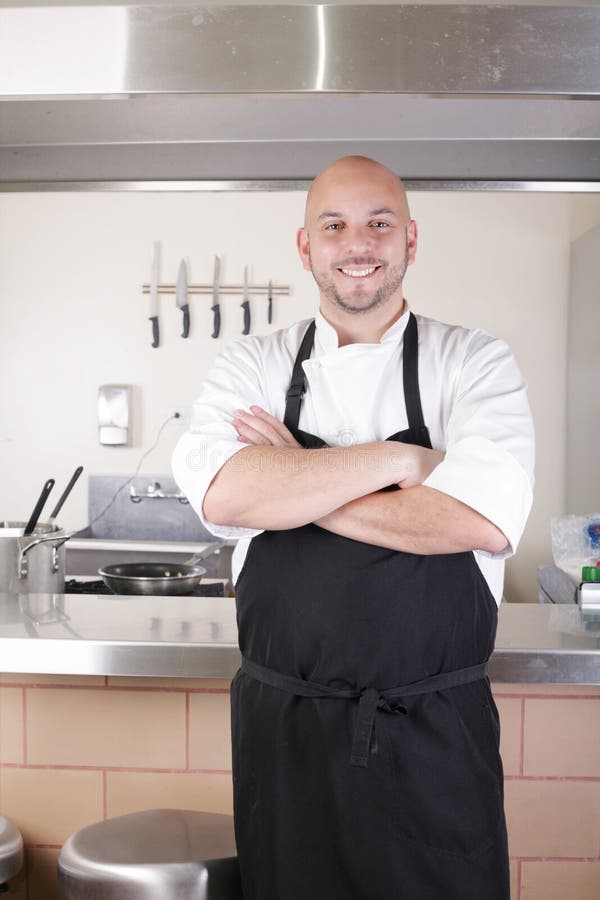 Male Chef in Commercial Kitchen Stock Image - Image of kitchen ...