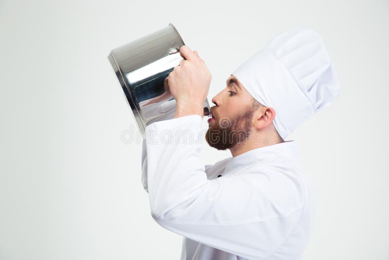 Cook drinking coffee stock image. Image of male, chef - 140418925