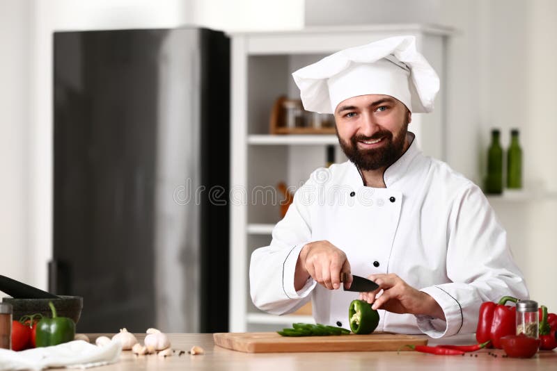 Male Chef Cooking in Kitchen Stock Image - Image of menu, meal: 151332095