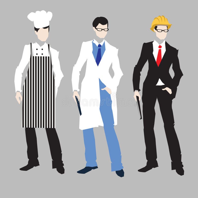 Male Chef,doctor,architect Set. Stock Vector - Illustration of flat ...