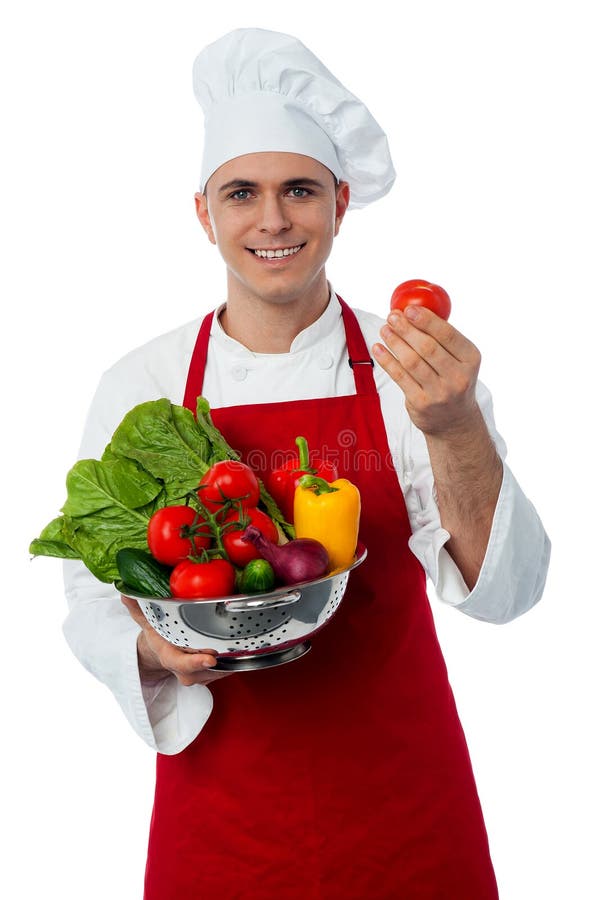Male Chef Holding a Fresh Vegetables Stock Photo - Image of edible ...