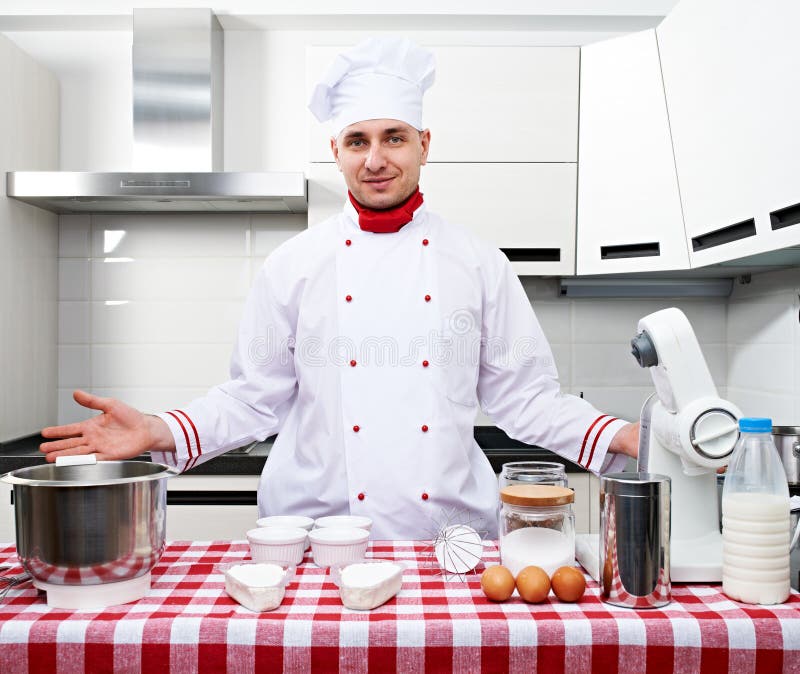 Male chef at kitchen stock photo. Image of gourmet, smile - 34468818